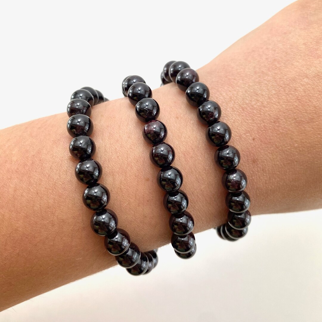 8mm Garnet Bracelet, Round Garnet Bracelet, Garnet Gemstone Bracelet ...