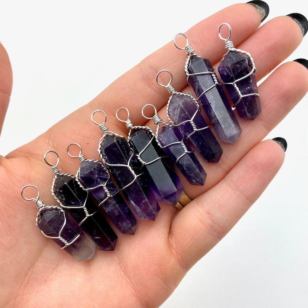 Wire Wrapped Amethyst Pendant Amethyst Pendant Amethyst - Etsy