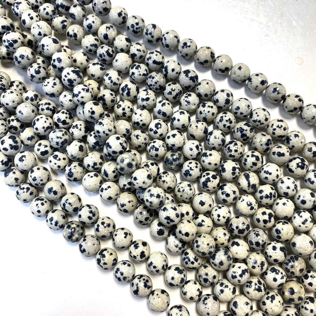 8mm Round Dalmatian Jasper Bead, Dalmatian Bead, Dalmatian Bead Strand, 16 Dalmatian Bead Strand ...