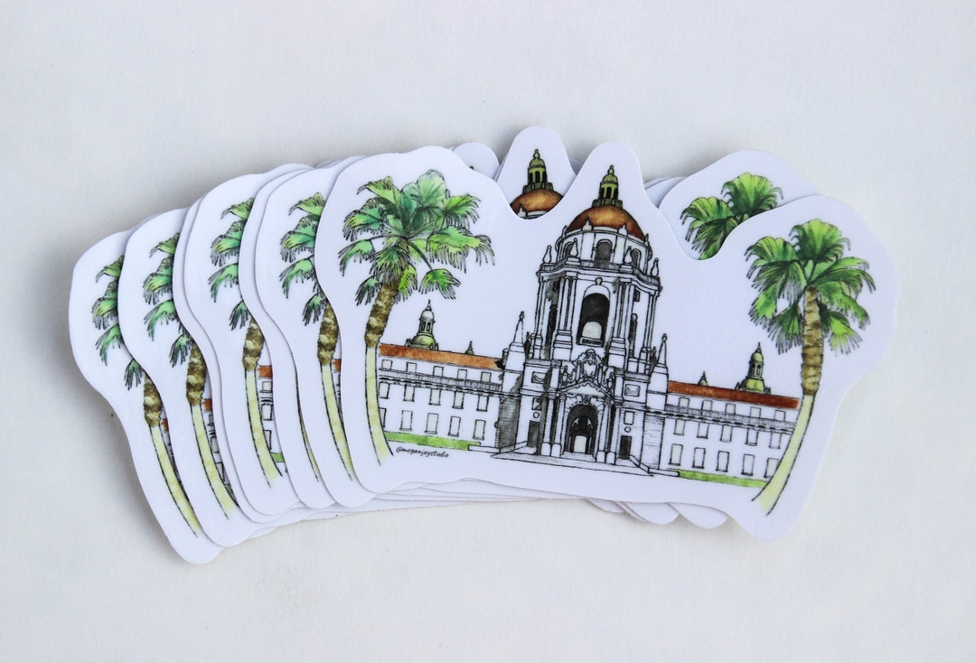 Pasadena City Hall Sticker, Original Watercolor Artwork, California ...