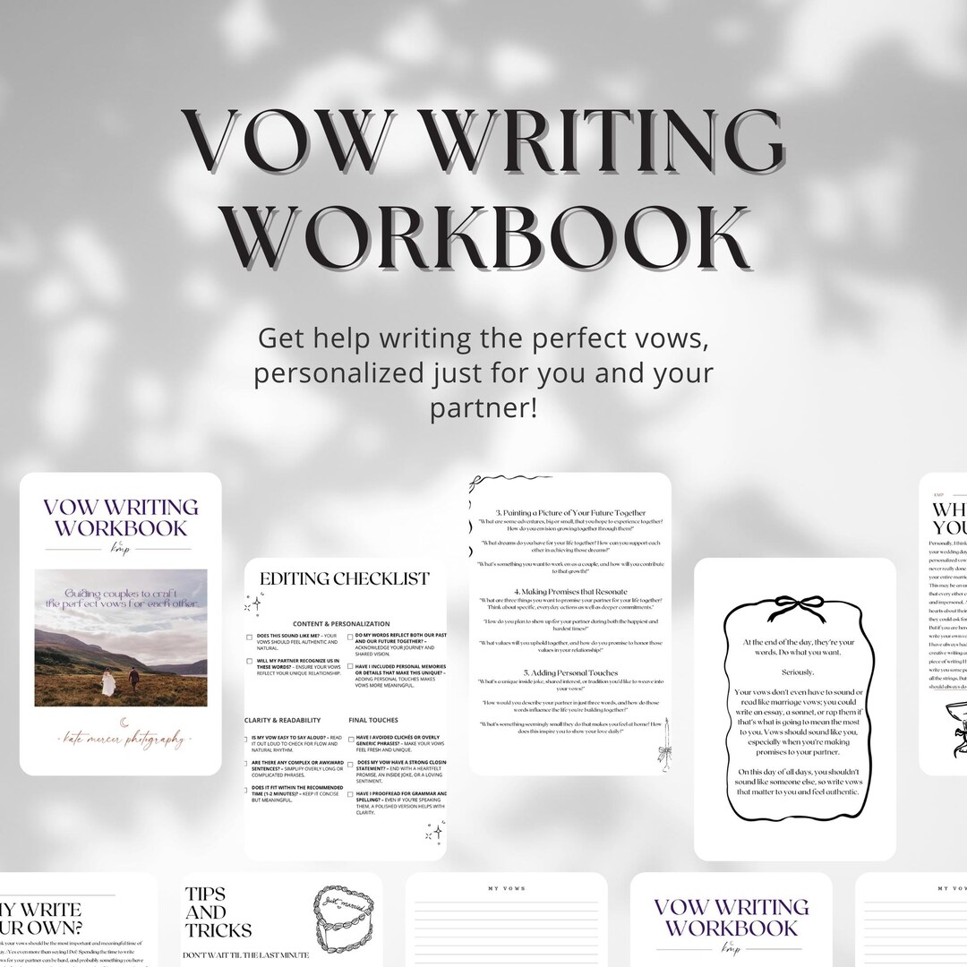 Vow Writing Workbook | Digital Wedding Vow Guide | Wedding Vows ...