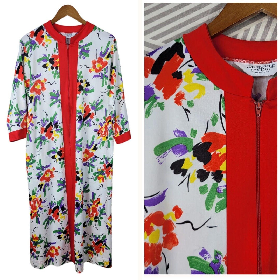 Vintage Housecoat Patio House Dress Robe Large Lightweight Muumuu ...