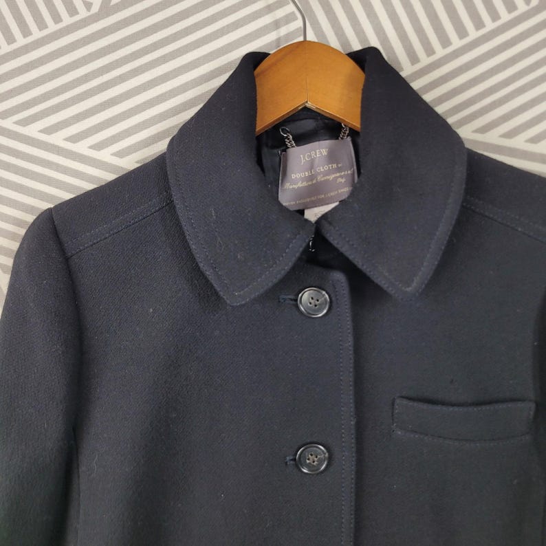 Vintage J Crew Lady Day Coat 12 Tall Wool Double Cloth Black Long ...