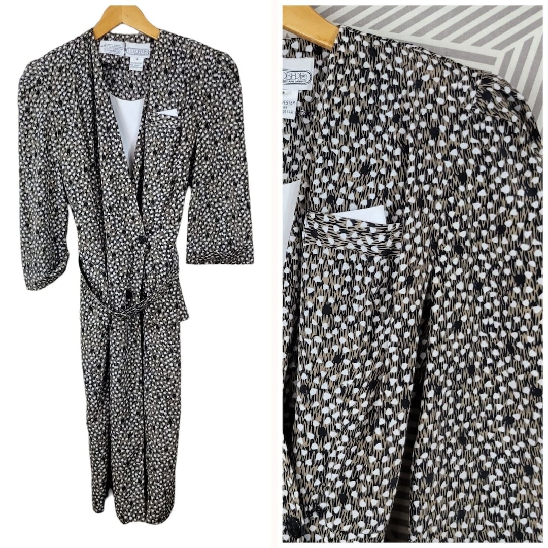 Vintage 80s Shirt Dress Size 8 Midi Grunge Modest Secretary ...