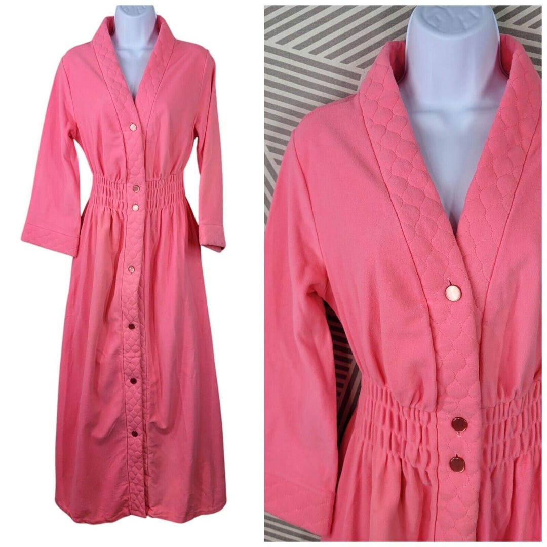 Vintage 70/80s Long Robe Housecoat Pink Stretch Waist Medium Large ...