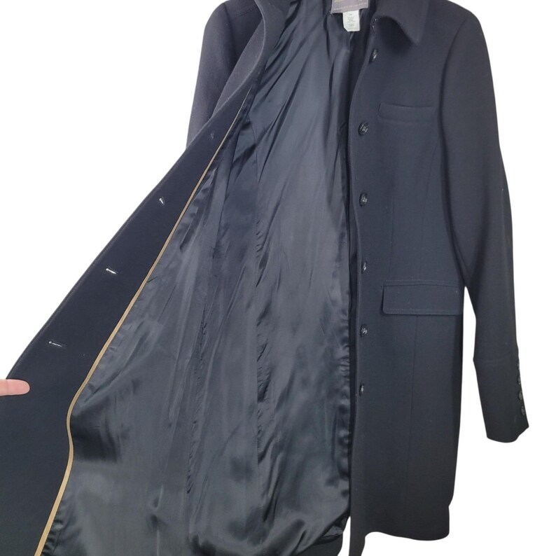 Vintage J Crew Lady Day Coat 12 Tall Wool Double Cloth Black Long ...