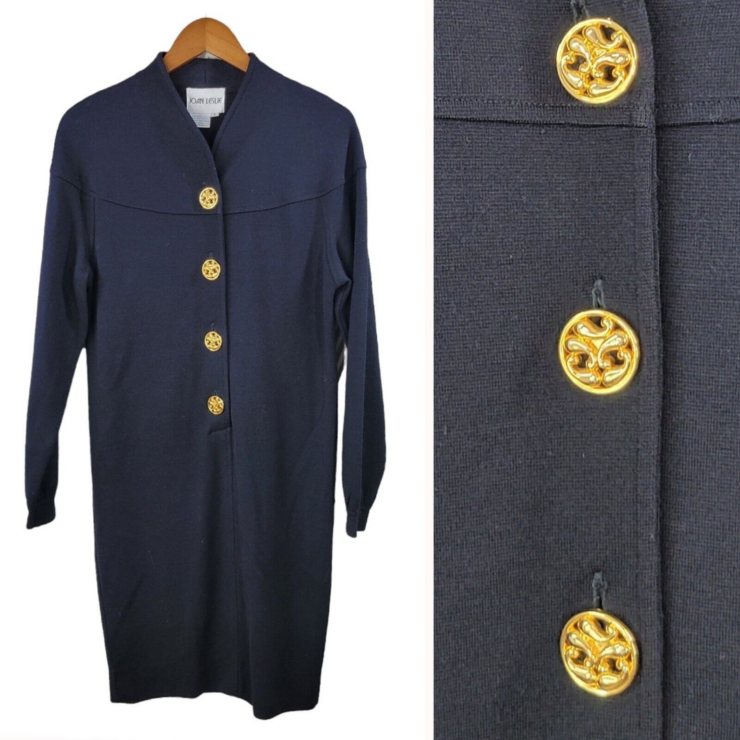 Vintage Joan Leslie Wool Suit Dress Size 6 Gold Button Dark - Etsy