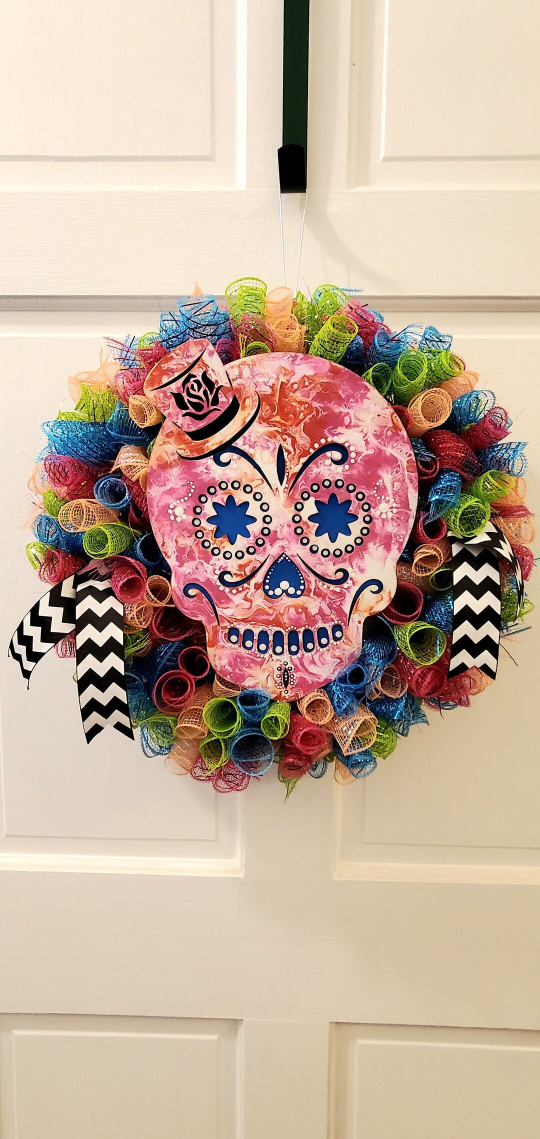 Day of the Dead Wreath Hand Painted Dia De Muertos Wreath - Etsy