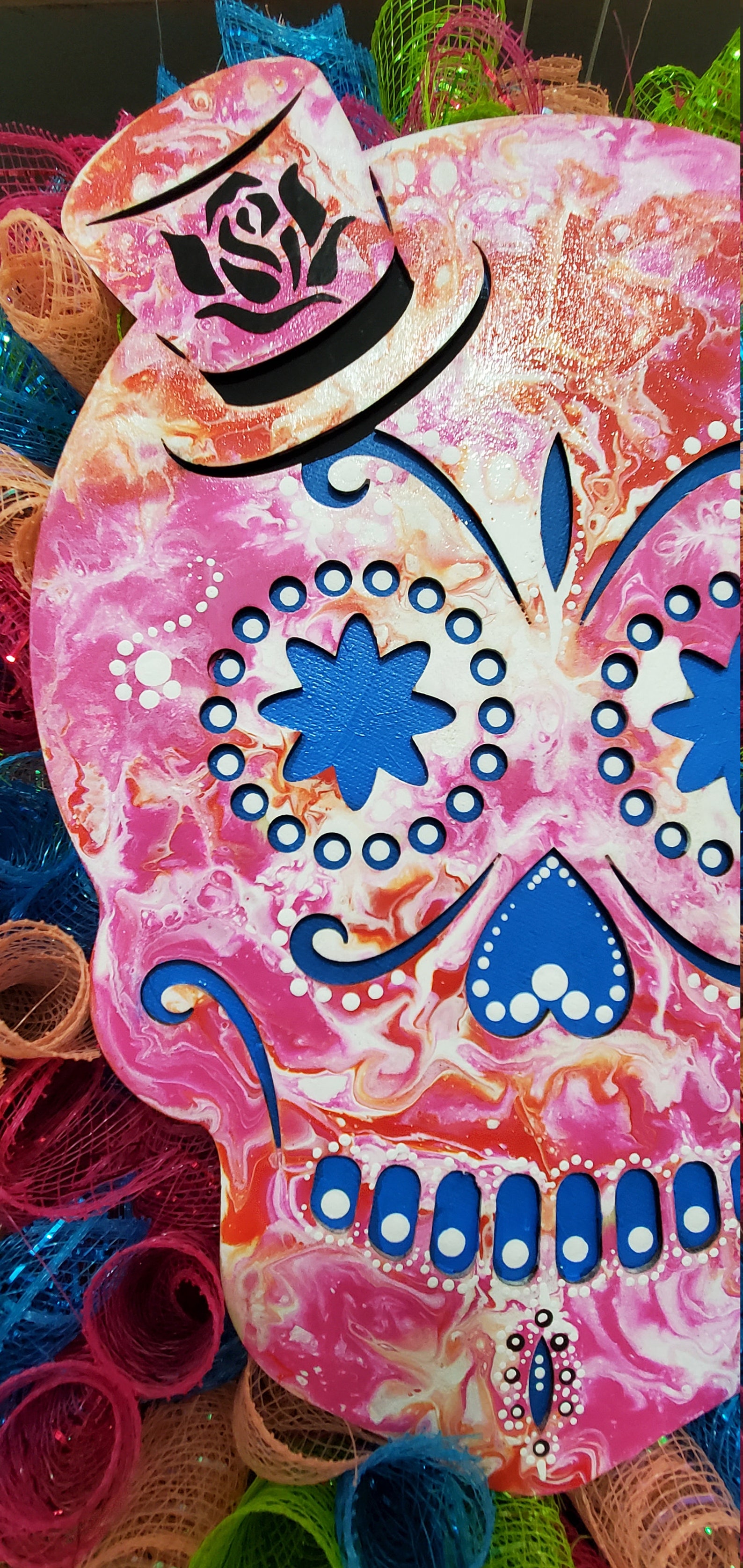 Day of the Dead Wreath Hand Painted Dia De Muertos Wreath - Etsy