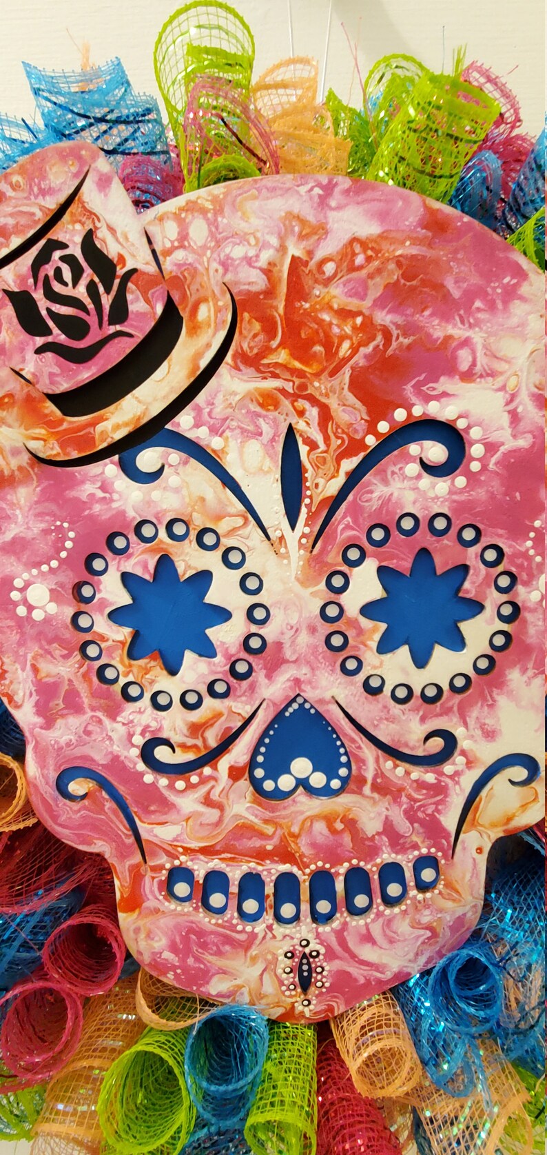 Day of the Dead Wreath Hand Painted Dia De Muertos Wreath - Etsy