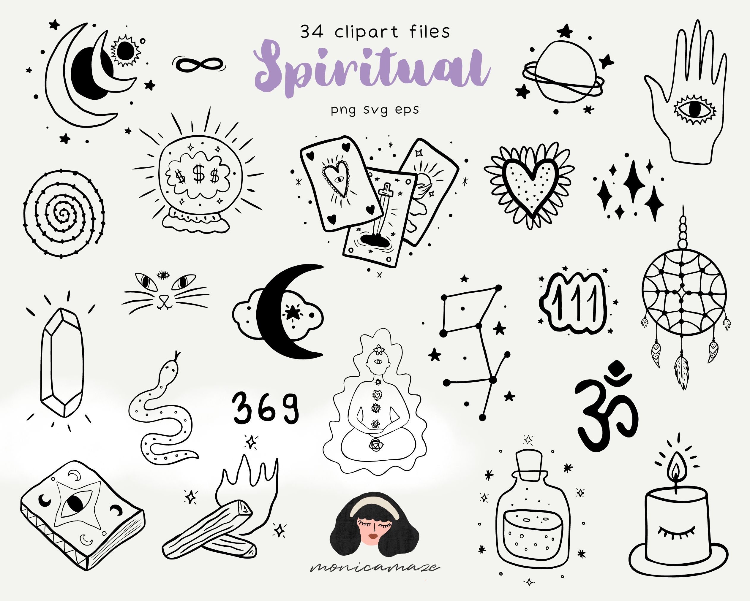 Spiritual Clip Art | Occult SVG Minimal Line Art Set | Canva Compatible ...