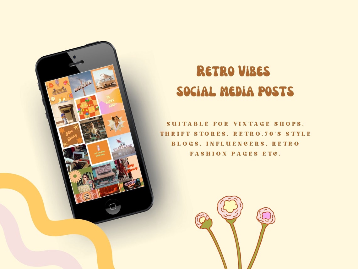 Retro Instagram Post Templates Groovy 70's Instagram - Etsy