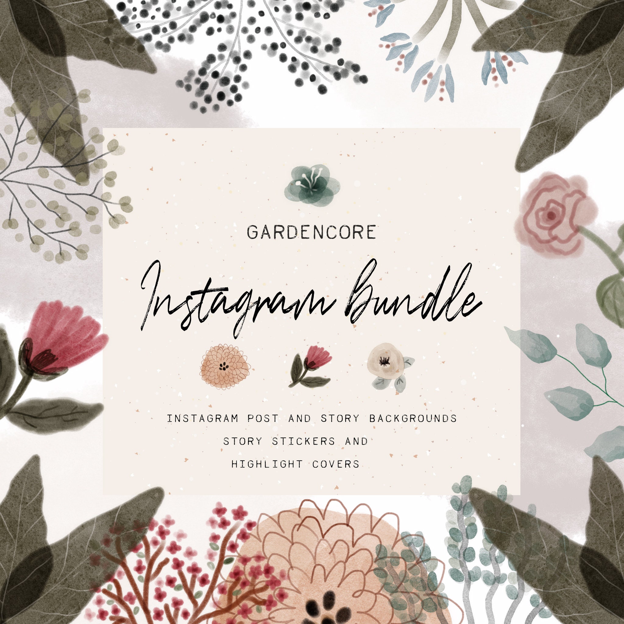 Gardencore Instagram Post and Story Backrounds Botanical Instagram ...
