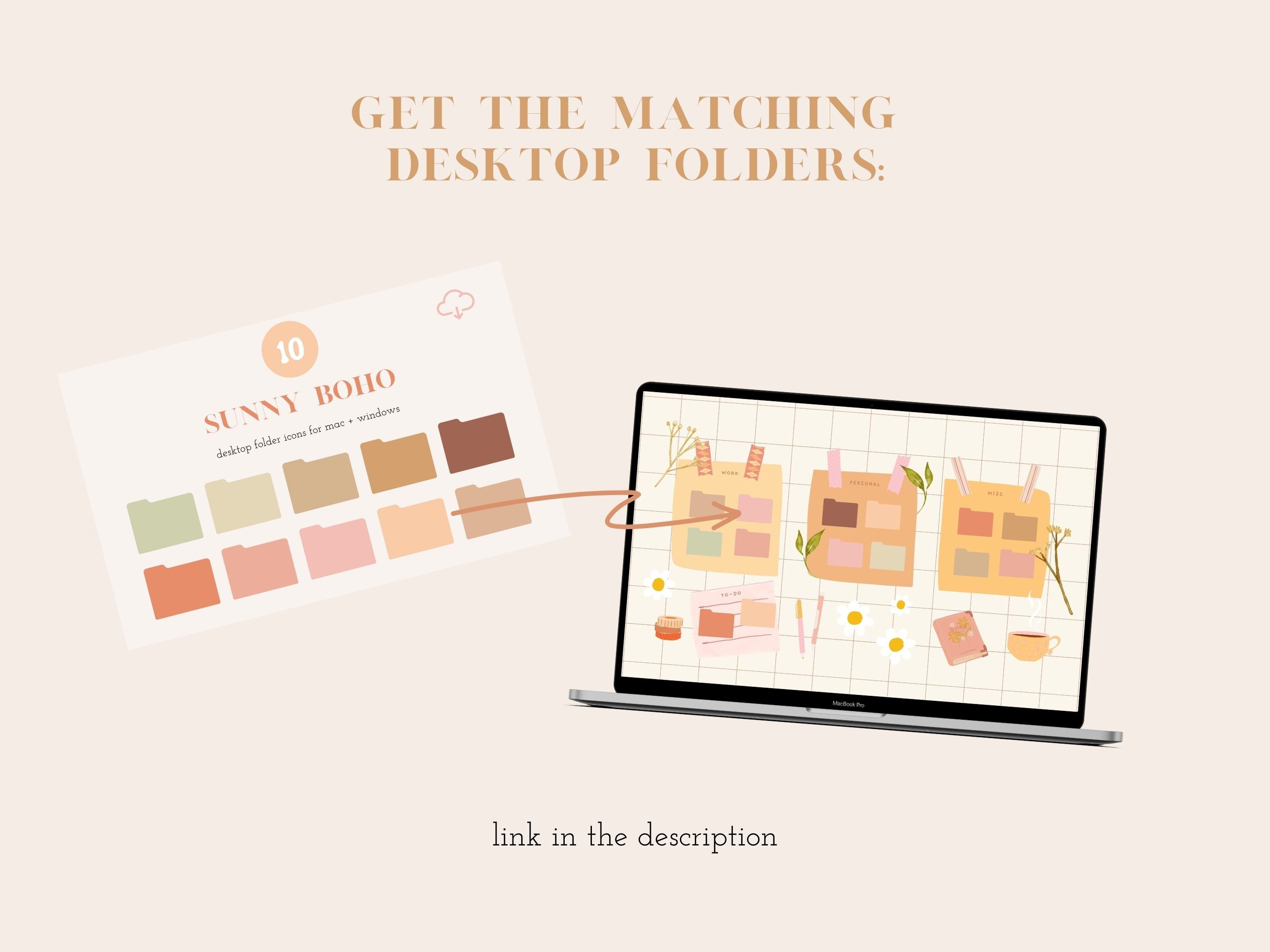 Desktop Wallpaper Organizer | Peachy Sunny Student Mac Windows Computer ...