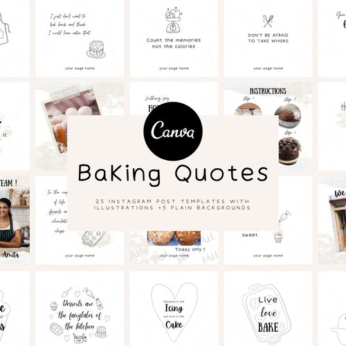 Instagram Post Templates Canva Baking Quotes for Instagram - Etsy