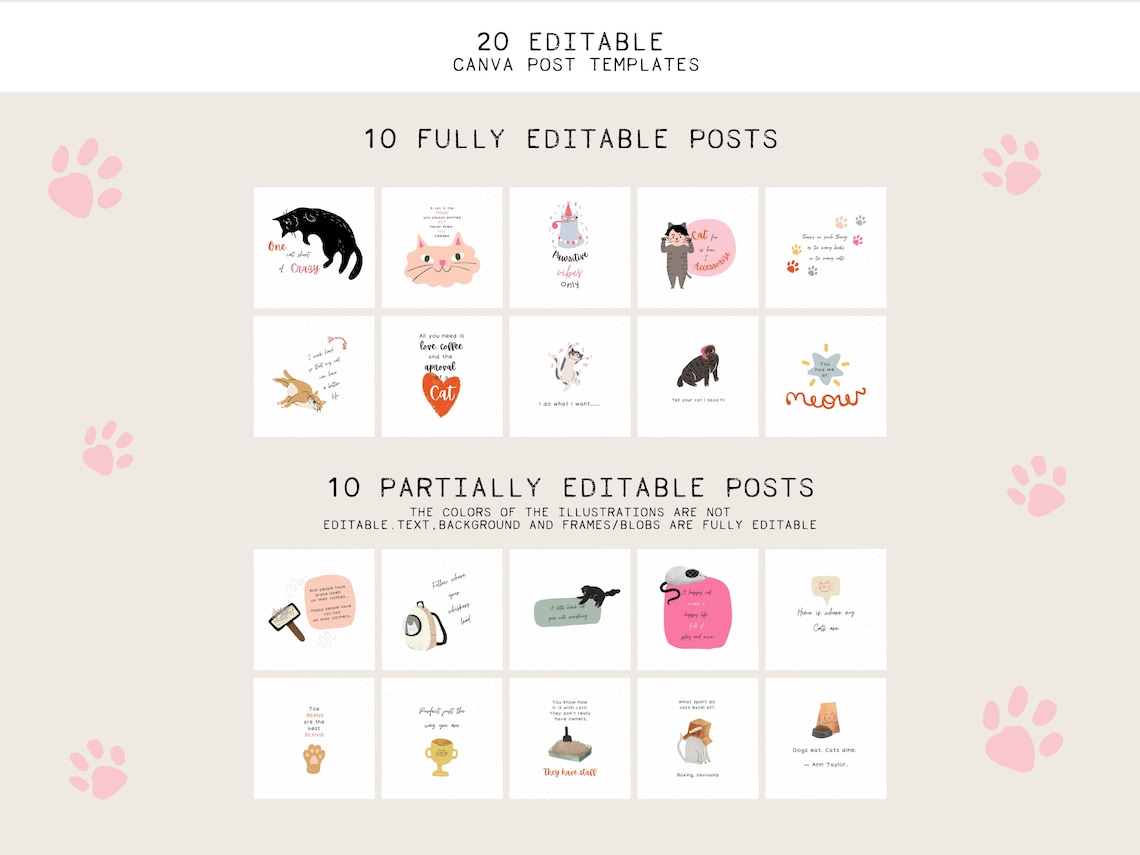 Cat Instagram Post Templates Canva Templates Templates for - Etsy