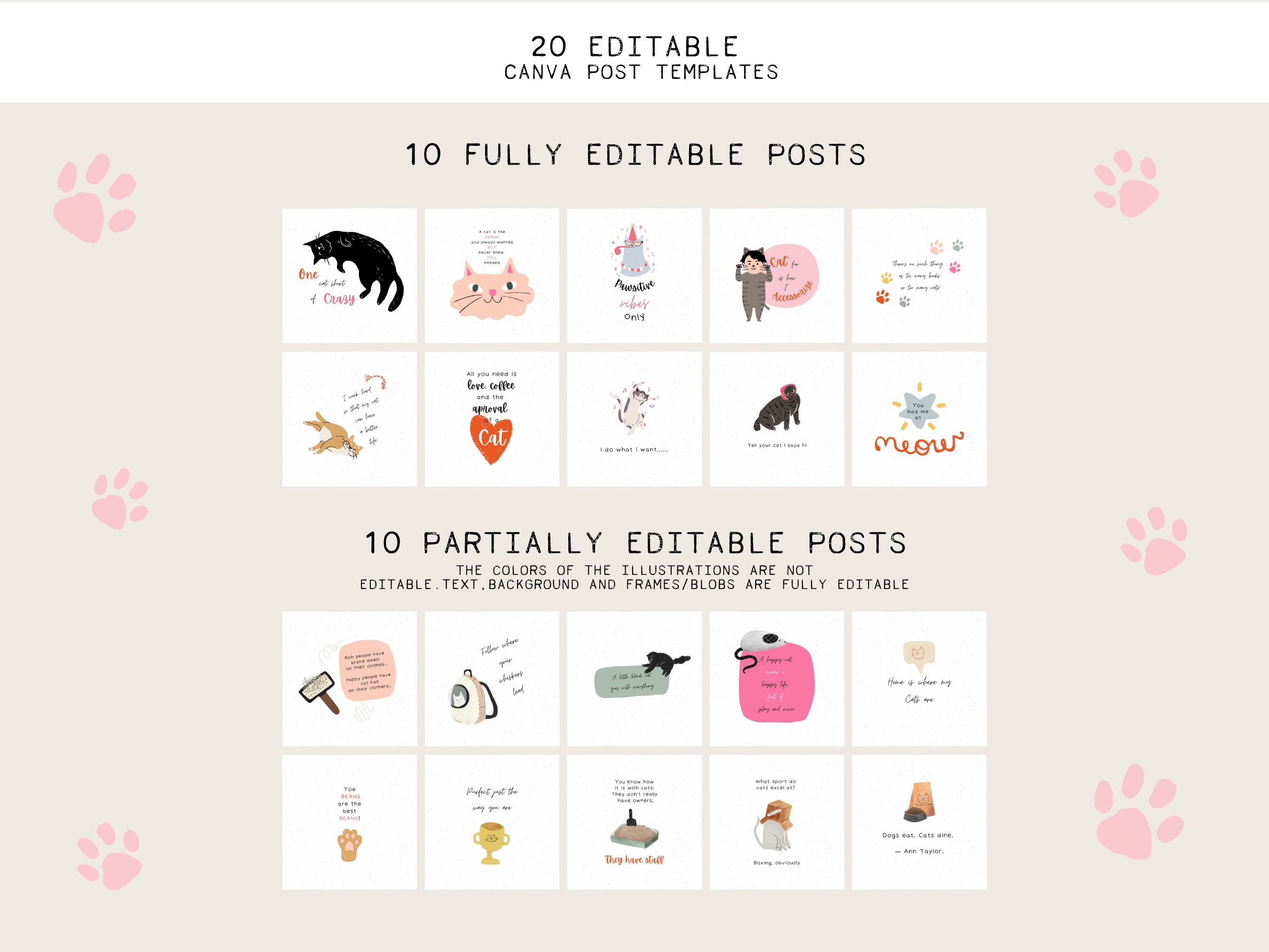 Cat Instagram Post Templates Canva Templates Templates for Instagram ...