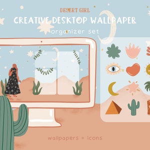 Desert Desktop Theme , Creative Desktop Organizer Set, Wallpaper ...