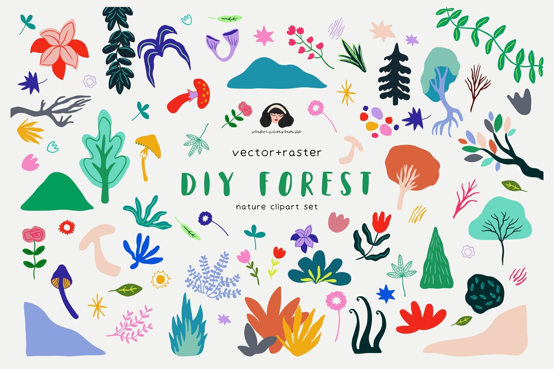 Forest Clipart Botanical Flowers Plants & Trees Clip Art Vector Tree ...