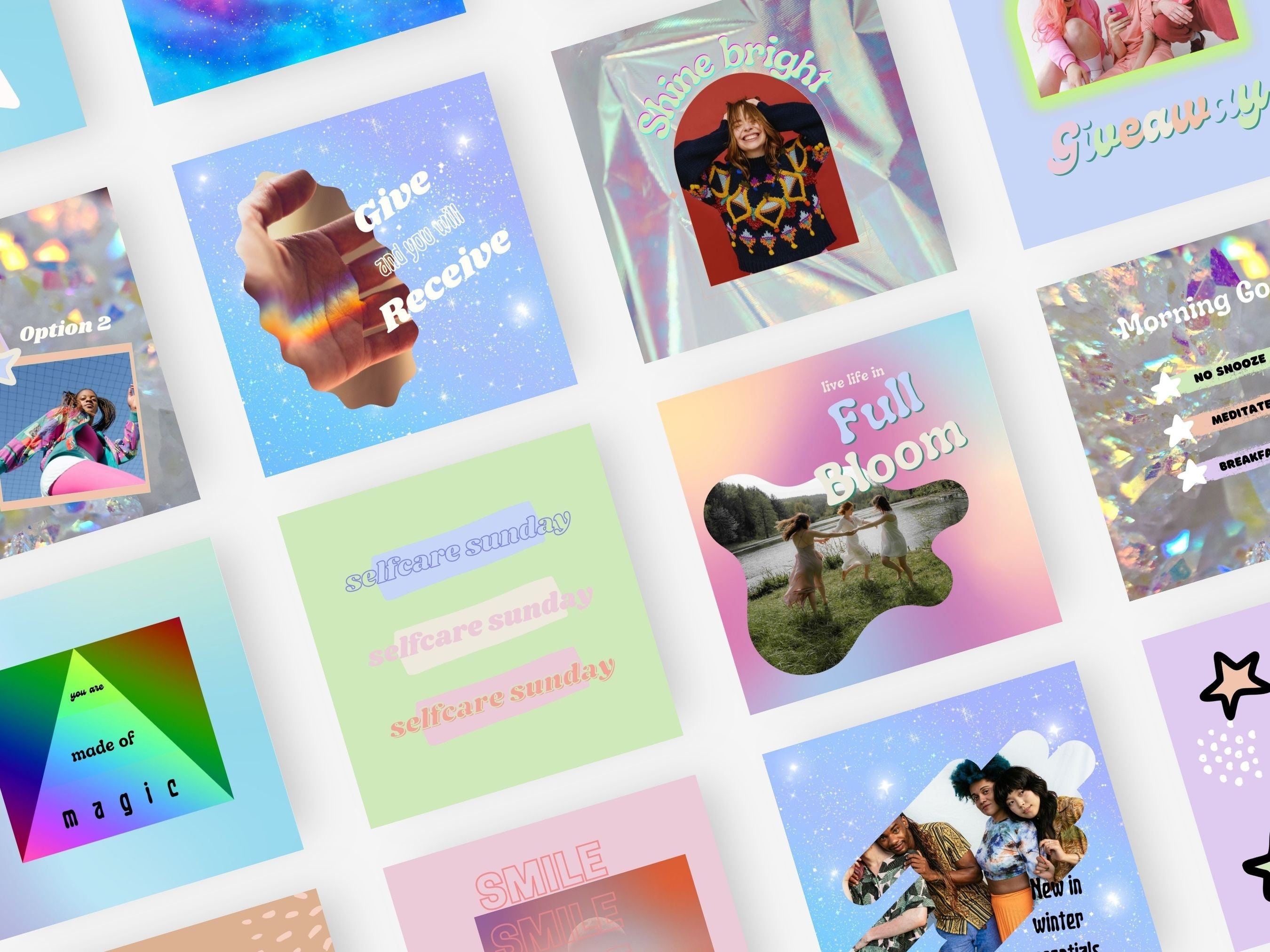Instagram Post Templates Canva- Holographic Instagram Templates With ...