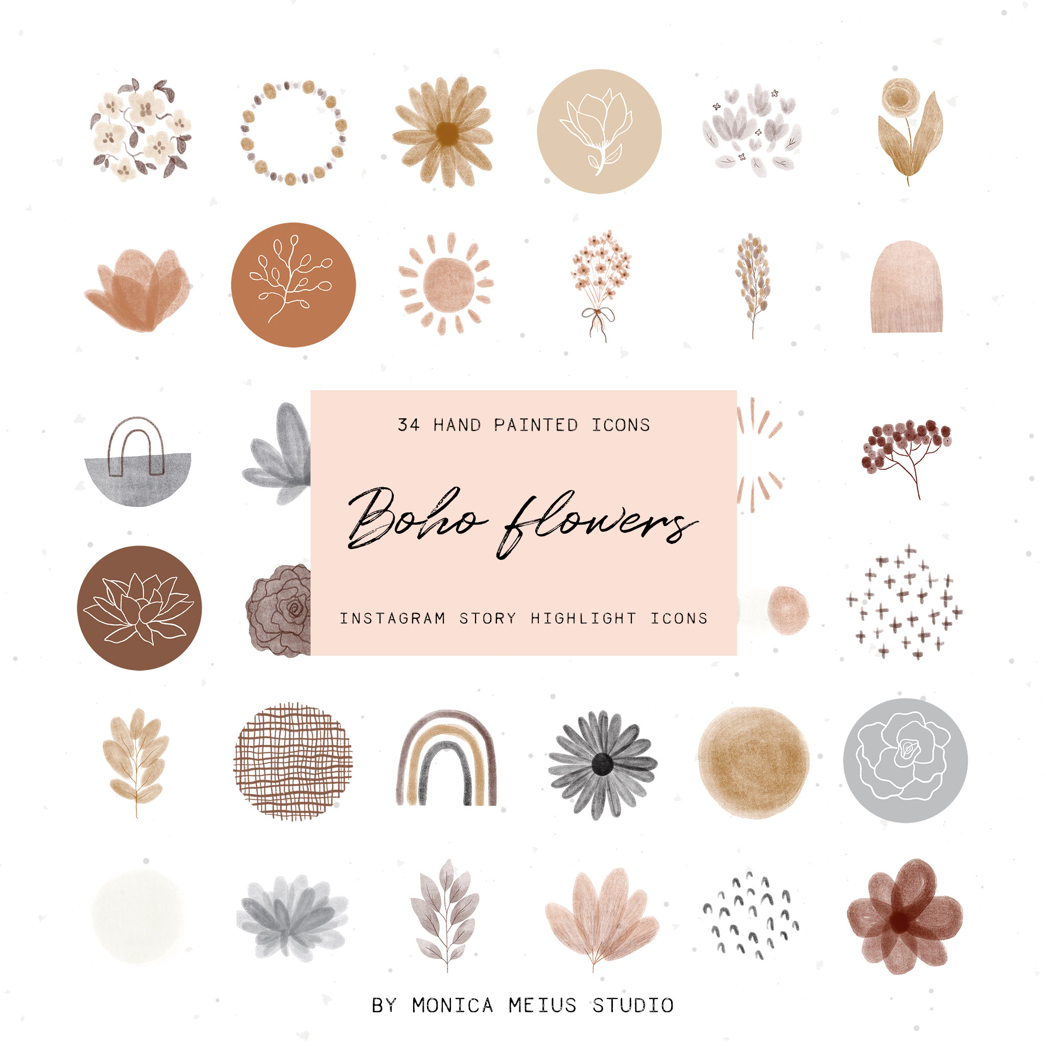 Design & Templates Paper Social media covers Hand drawn icons Boho ...