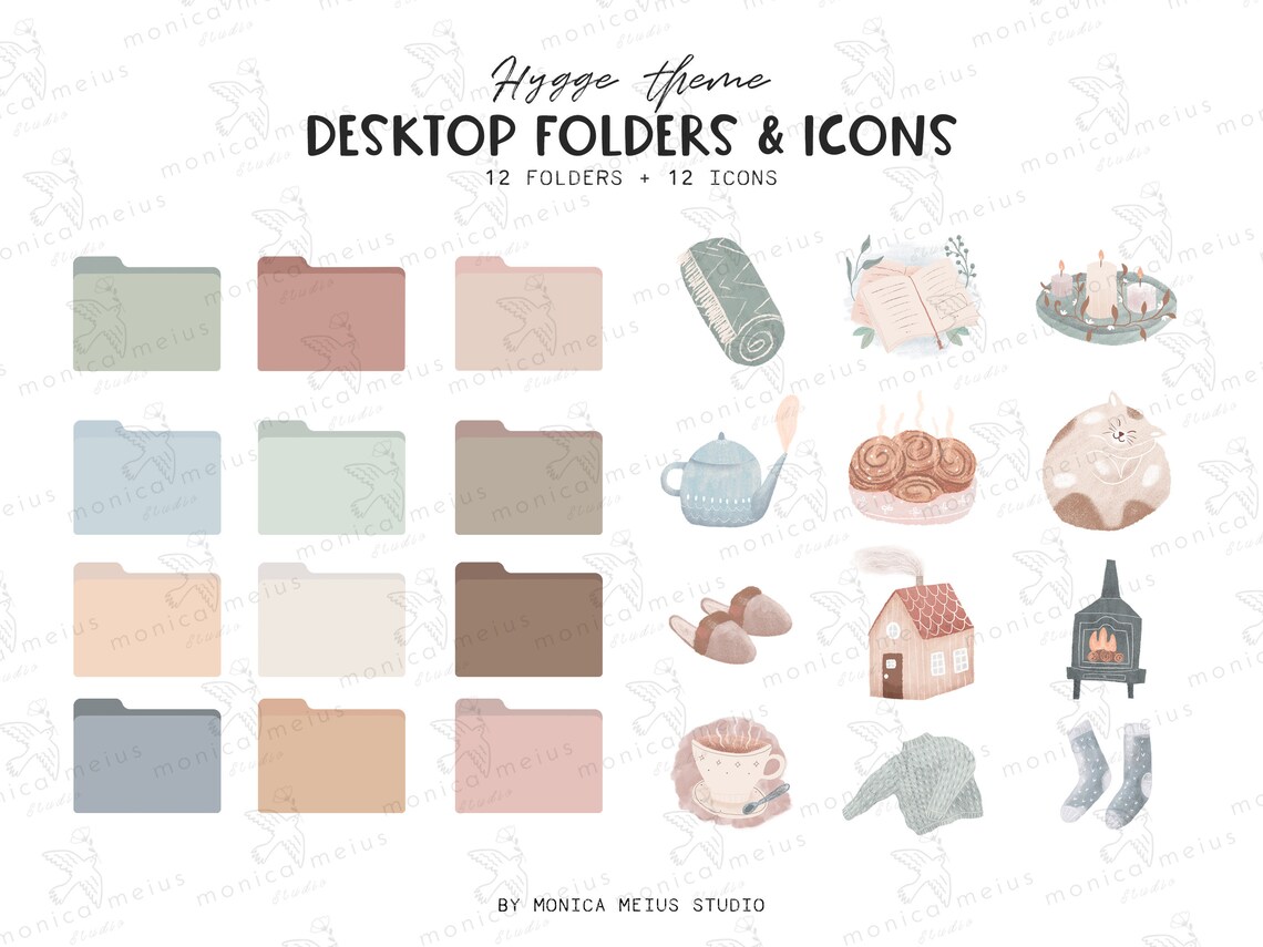 Hygge Desktop Wallpaper Organizer, MacBook Folder Icons, Mac Windows ...
