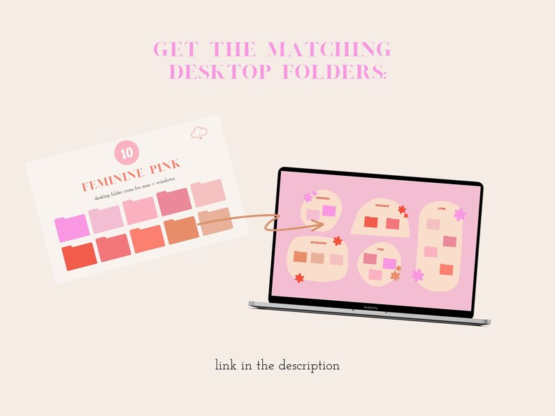 Desktop Wallpaper Organizer | Pink Retro Floral Entrepreneurs Students ...