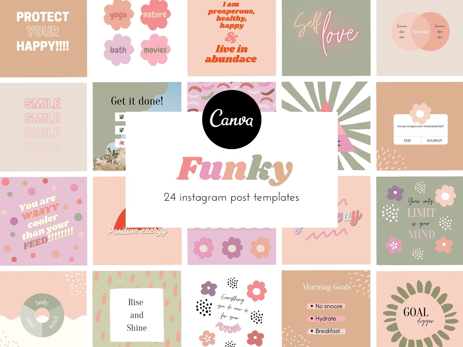 Funky Instagram Post Templates Instagram Templates Canva - Etsy