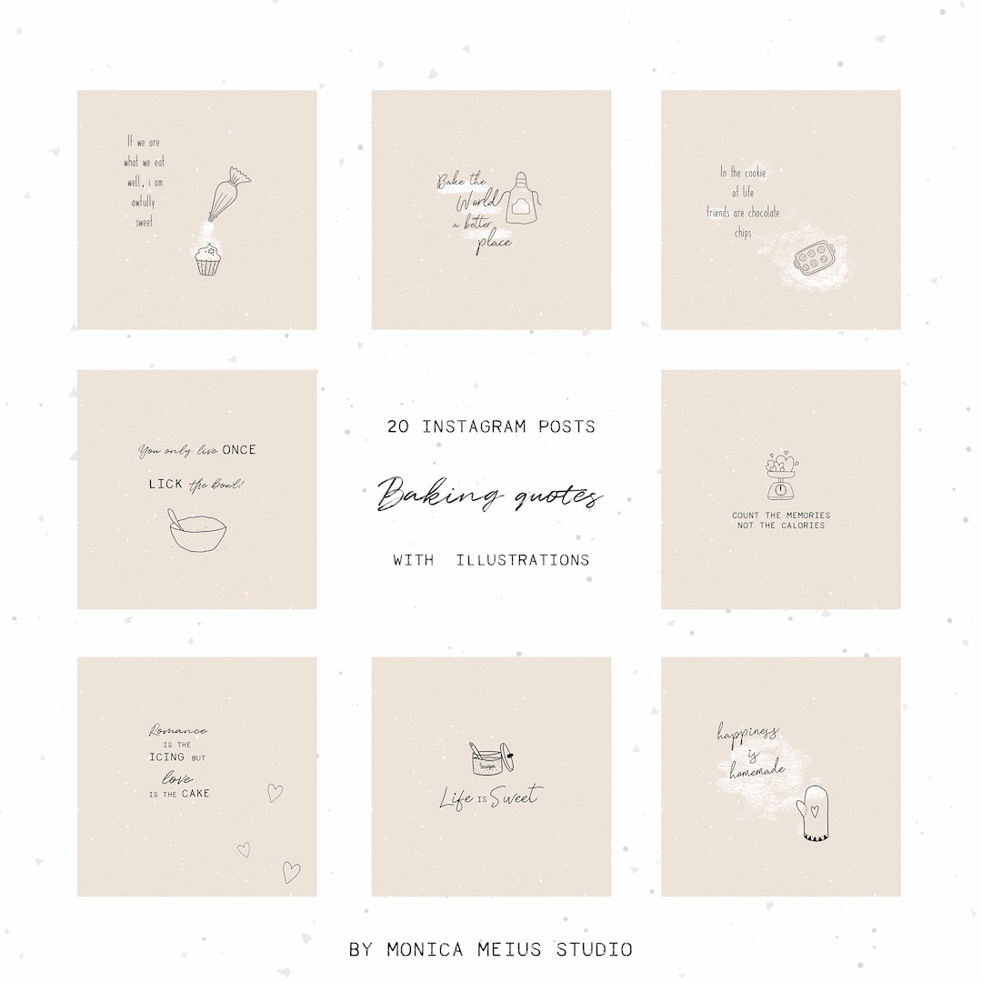 Bakery Instagram Posts - Baking Quotes, Hand Drawn Baking Illustrations ...