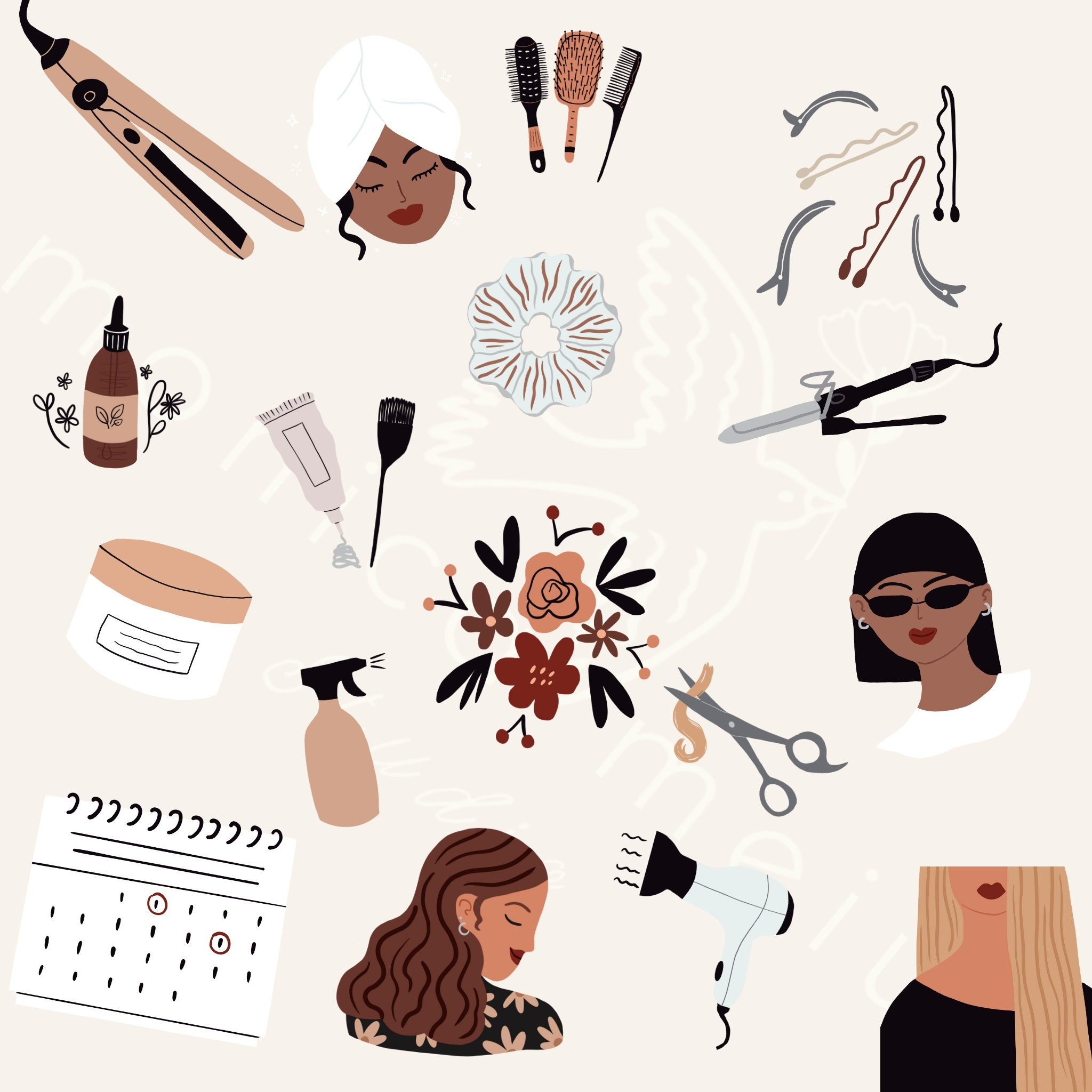Hair Salon Clipart - Hairdresser Illustrations, Hair Stylist Neutral ...