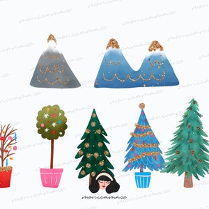 Festive Winter Village Clipart - Winter Wonderland, Christmas Town ...