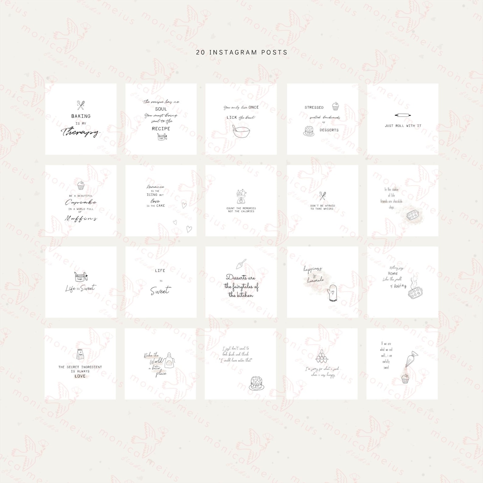 Bakery Instagram Posts - Baking Quotes, Hand Drawn Baking Illustrations ...