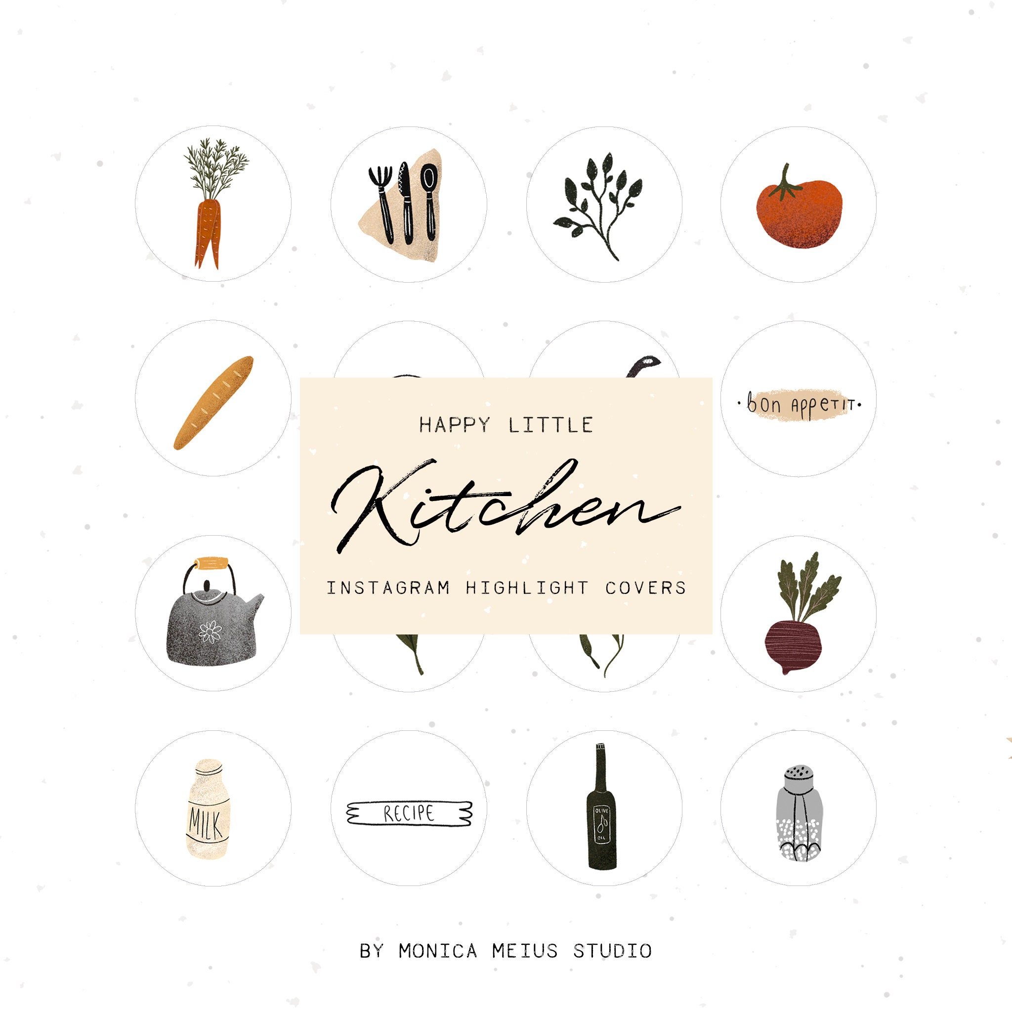Instagram Story Highlight Icons - Kitchen Cooking Covers, Hand Drawn ...