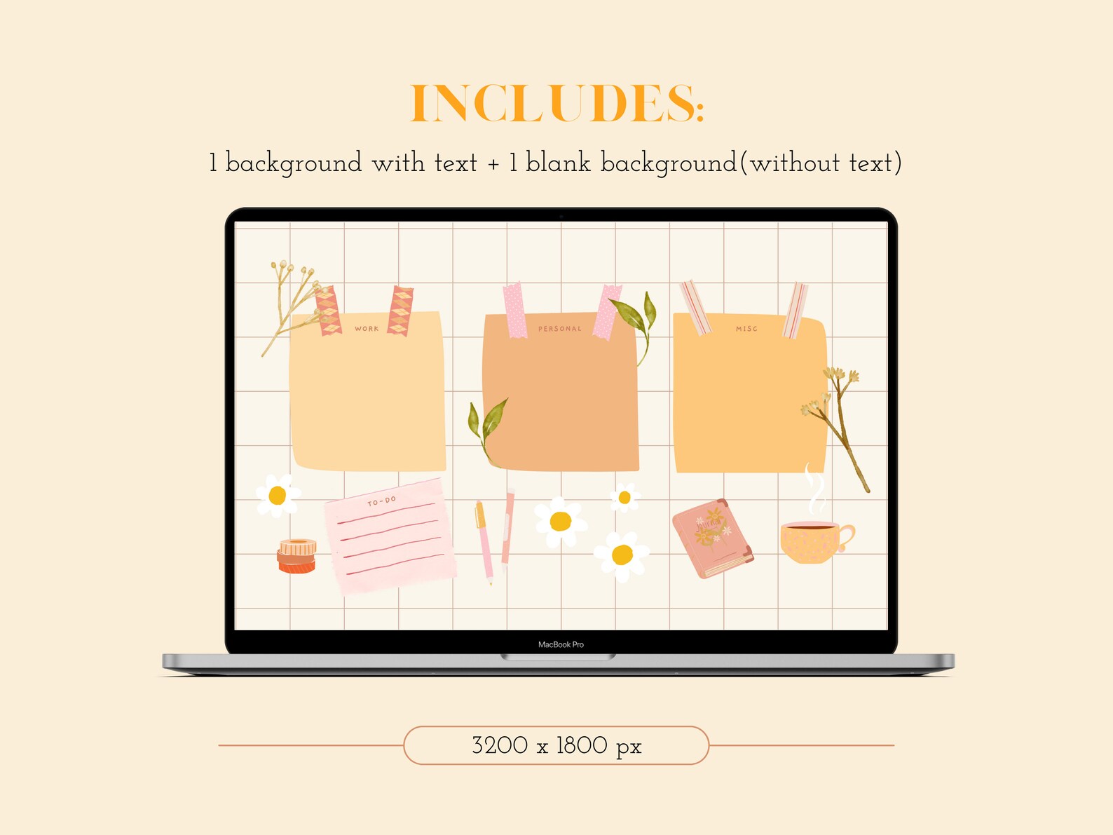 Desktop Wallpaper Organizer | Peachy Sunny Student Mac Windows Computer ...