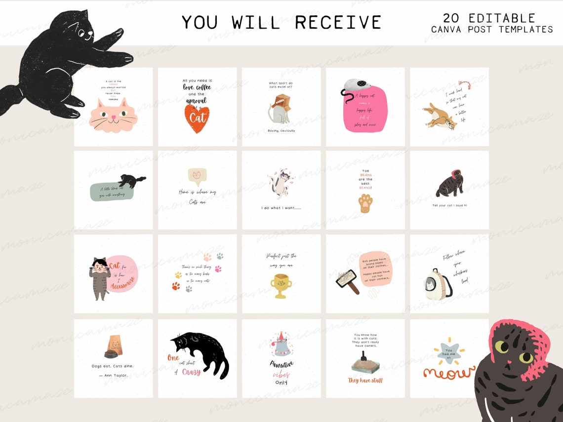 Cat Instagram Post Templates Canva Templates Templates for Instagram ...
