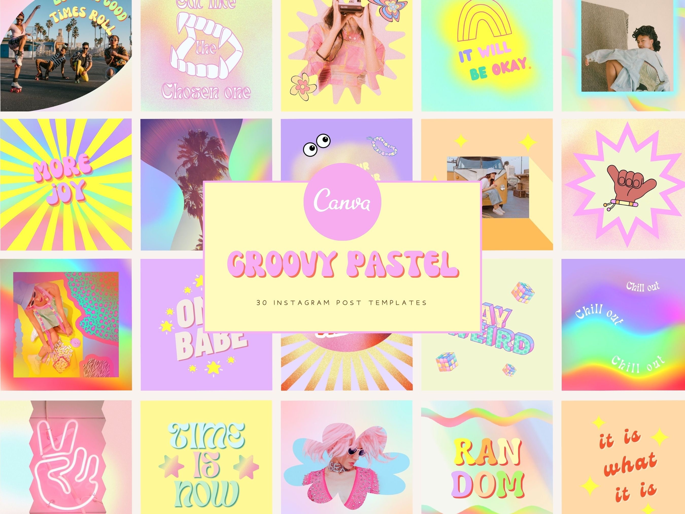 Retro Instagram Post Templates Pastel Color Instagram Posts Canva ...