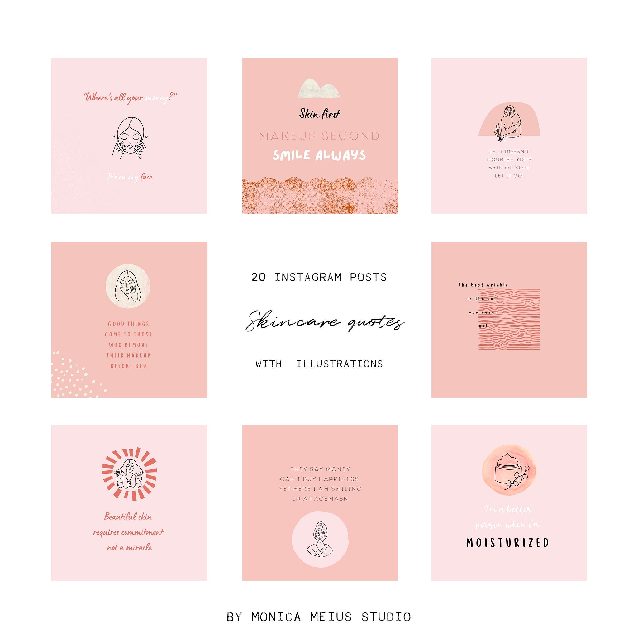 Skincare Esthetician Instagram Posts - Skincare Quotes With Hand Drawn ...