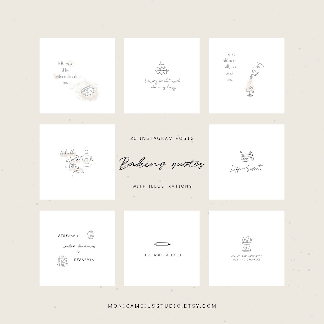 Bakery Instagram Posts - Baking Quotes, Hand Drawn Baking Illustrations ...