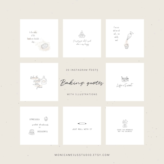 Bakery Instagram Posts Baking Quotes Hand Drawn Baking | Etsy