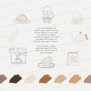 Coffee Shop Clip Art, Cafe SVG Lineart Set, Coffee Croissant Breakfast ...