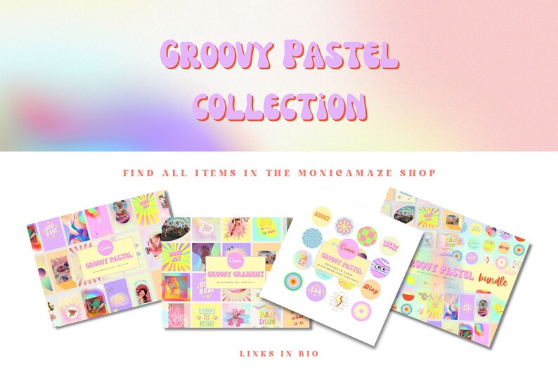 Retro Instagram Post Templates Pastel Color Instagram Posts - Etsy