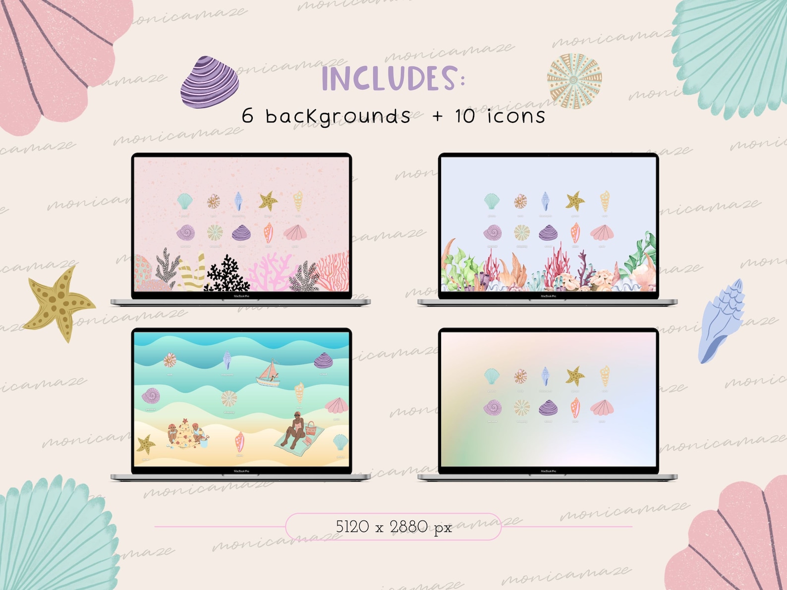 Creative Desktop Wallpaper Organizer, Seashell Icons for Mac + Windows ...