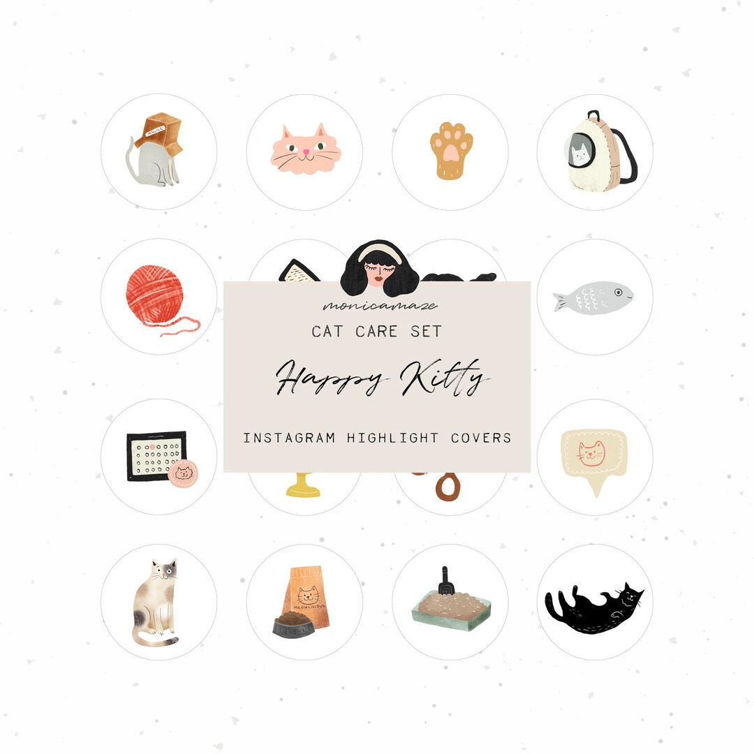 Cat Instagram Story Highlight Covers Hand Drawn Pet Highlights Social ...