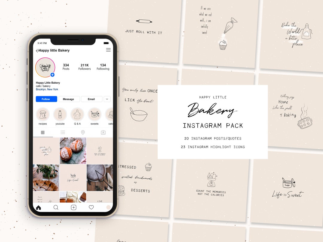 Instagram Media Pack - Bakery Instagram Posts, Baking Quotes, Story ...