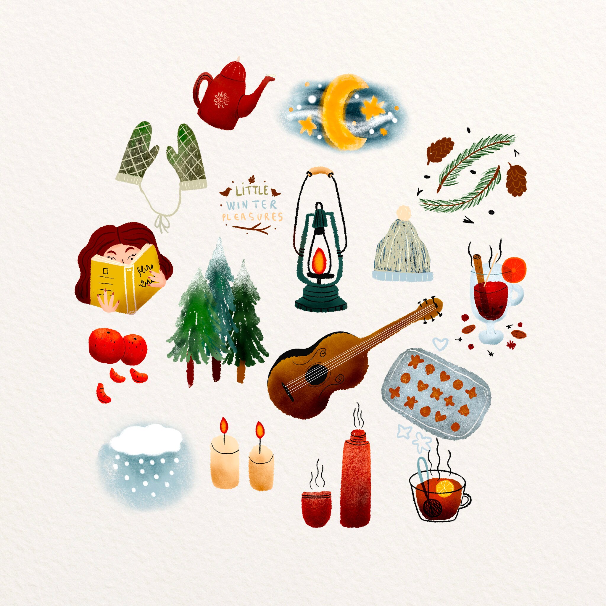 Cozy Winter Clipart Set- Christmas Clip Art, Hand Drawn, Winter Clipart ...