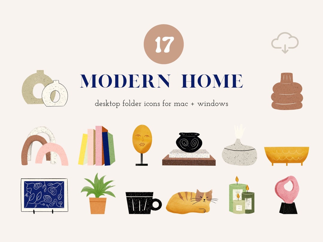Desktop Icon Set | 17 Modern Home Icons for Mac + Windows Computers ...
