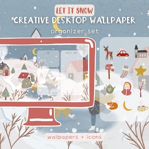 Creative Desktop Wallpaper Organizer, Snowy Winter Desktop Theme ...