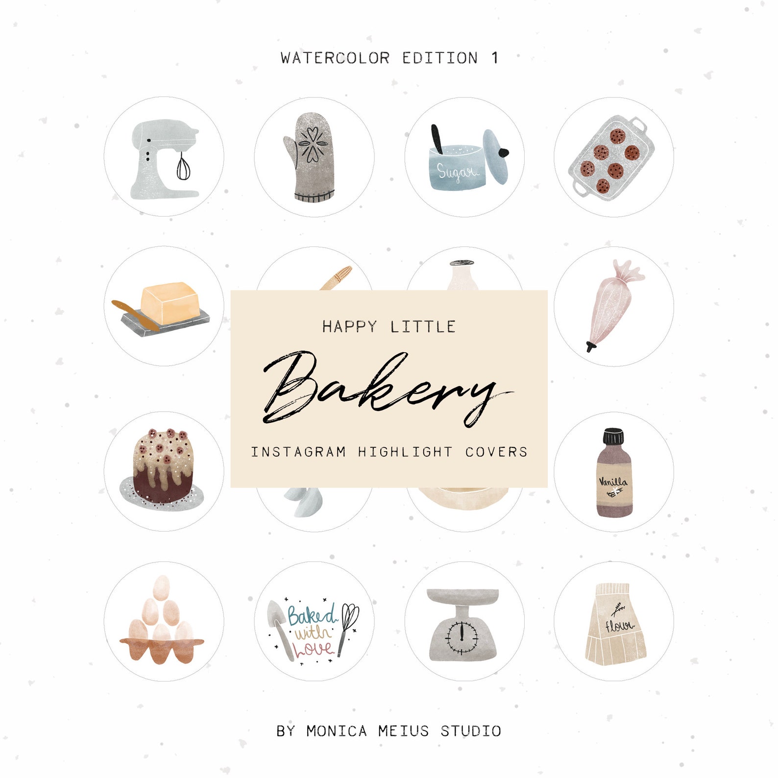 Bakery Instagram Story Highlight Icons Baking Watercolor Neutral ...