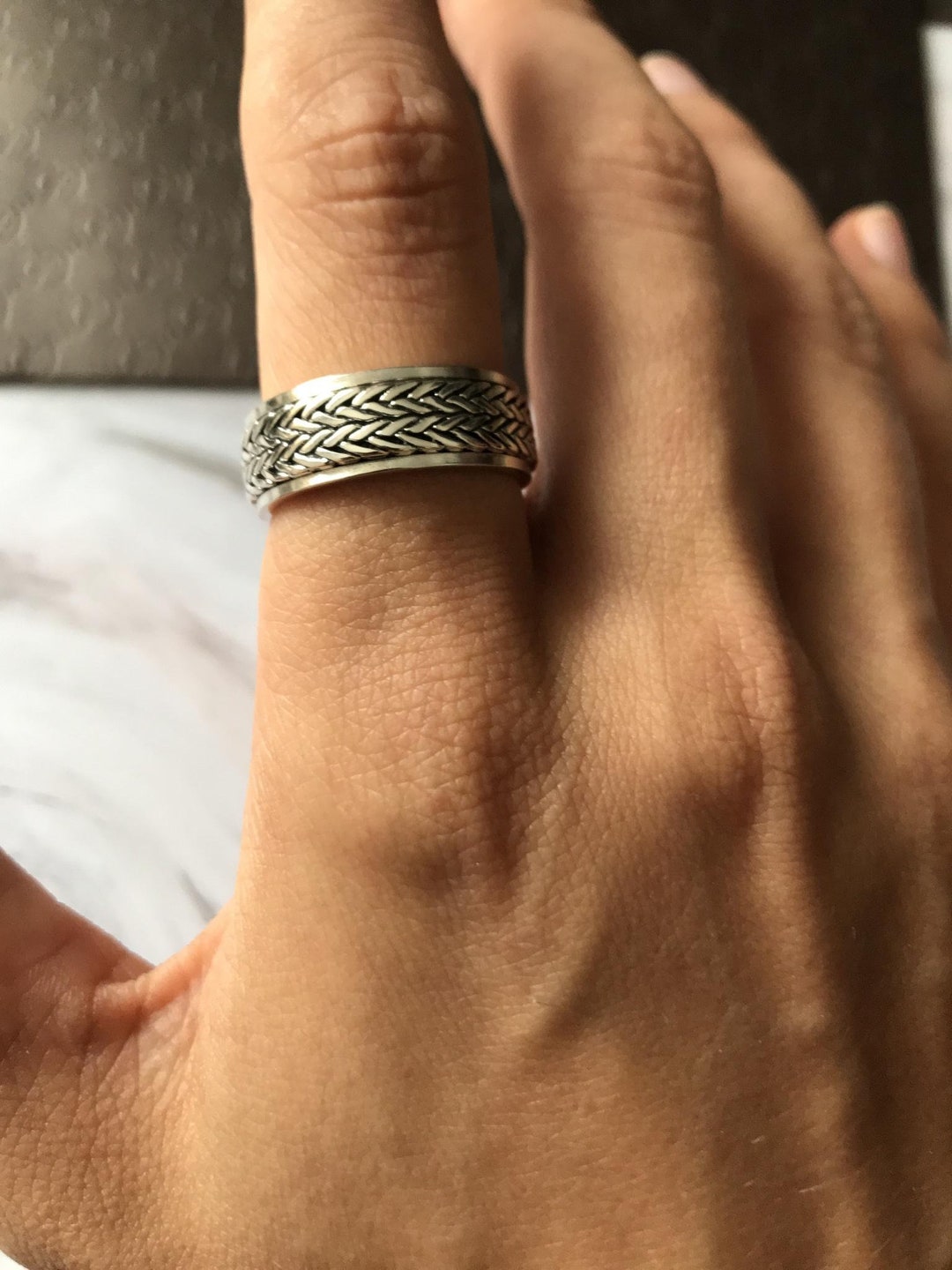 Classic 925 Sterling Silver Spinner Ring for Men Rope Details - Etsy