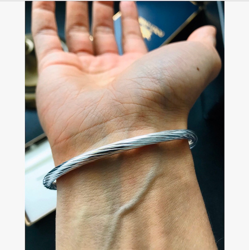 Men’s Solid 925 Sterling Silver , Torque Twisted Bangle Bracelet - Etsy